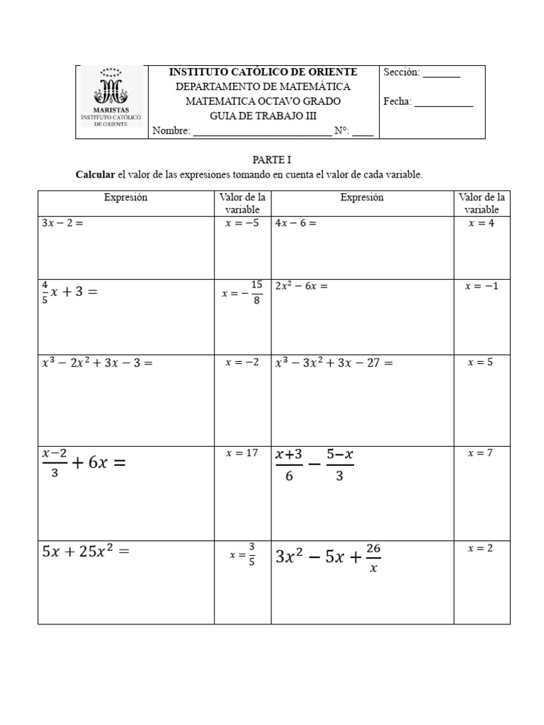 Guía de Matemáticas para Octavo Grado | PDF