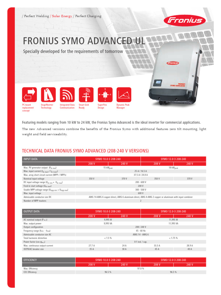 SE_DS_Symo_Advanced_UL_EN | PDF | Alternating Current | Power Inverter