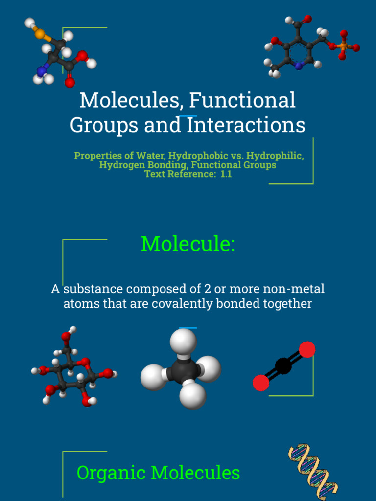 Molecules, Functional Groups and Interactions | PDF | Chemical Bond ...