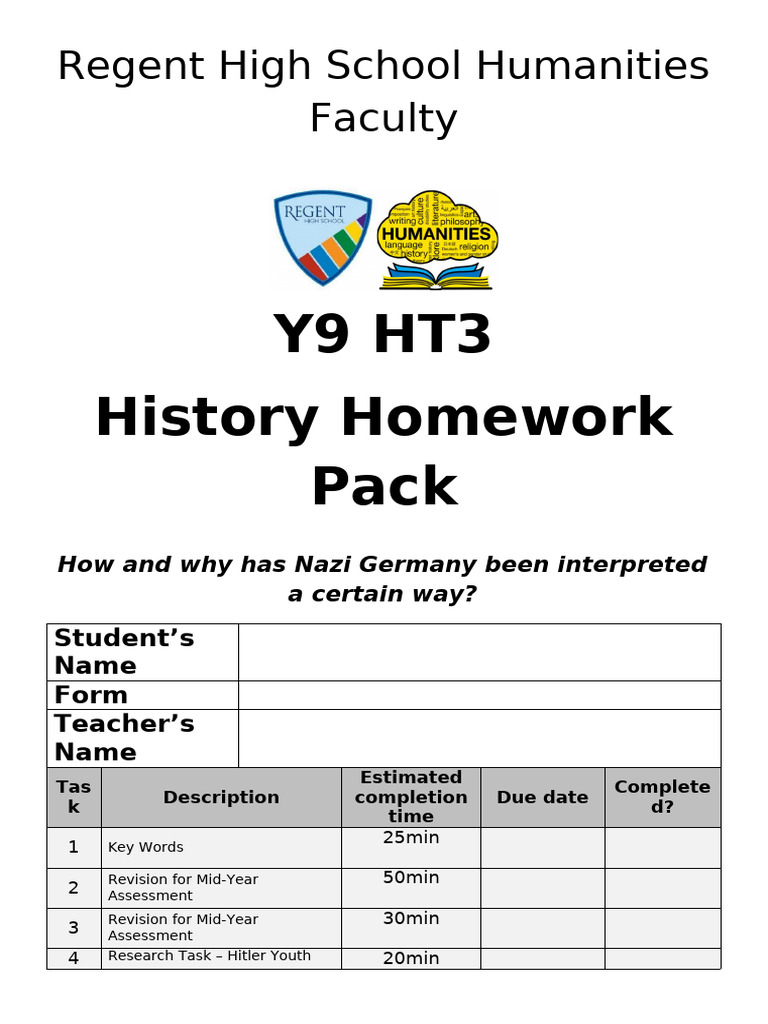 Y9 HT3 Homework Booklet - 2023-2024 | PDF | World War I | Women's Suffrage