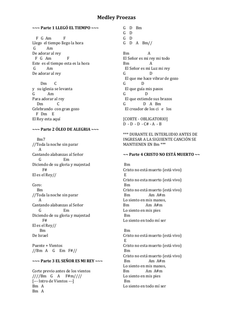 Letra de Medley Proezas | PDF | Adoración Cristiana Y Liturgia