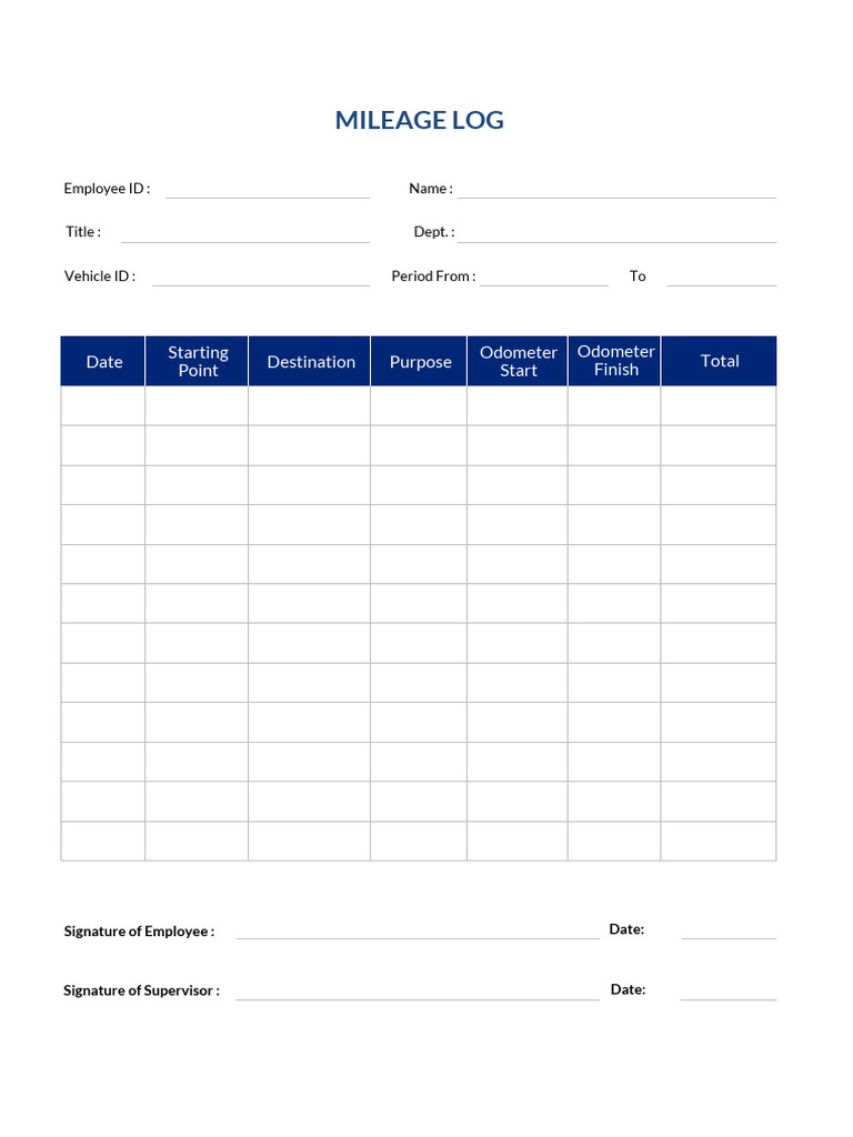Employee Mileage Log Template | PDF