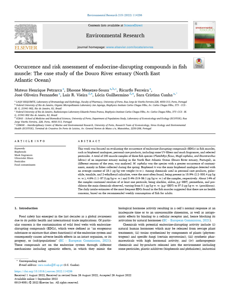 Occurrence and Risk Assessment of Endocrine-Disrupting Compounds in ...