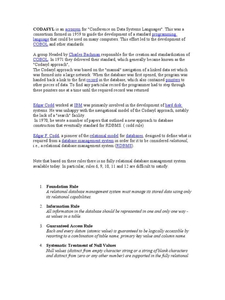 CODASYL | PDF | Relational Database | Databases