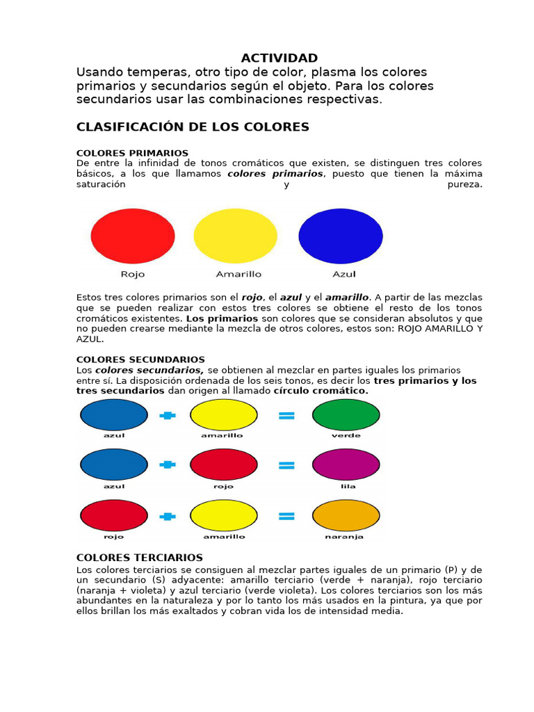 CLASIFICACIÓN DE LOS COLORES (1) | PDF