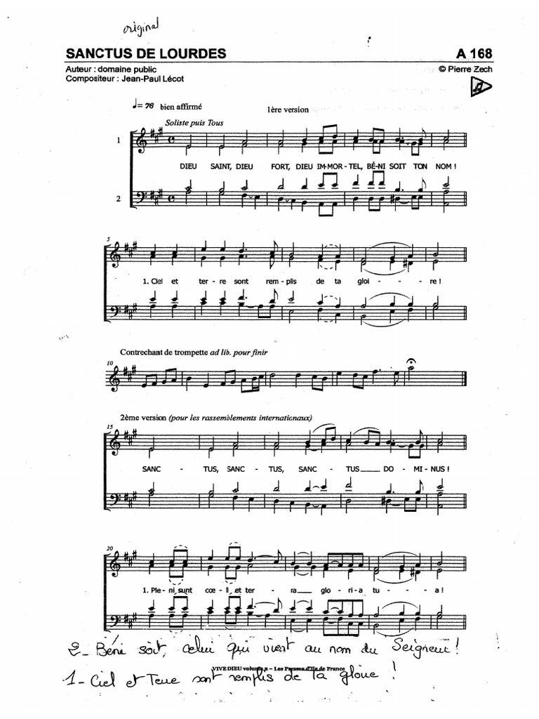 Partition Sanctus de Lourdes | PDF