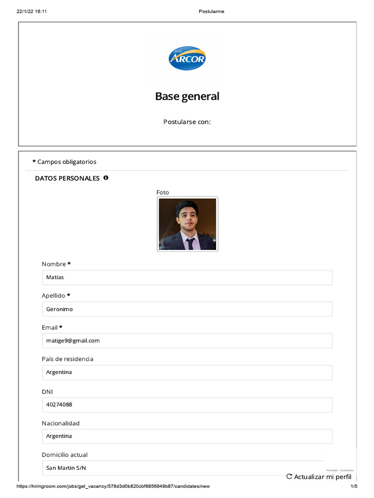 Postularme Arcor | PDF | Privacidad en internet | Red mundial
