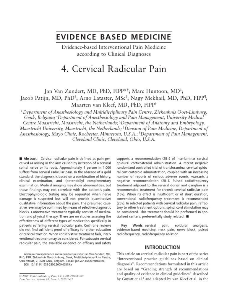Cervical Radicular Pain | PDF | Randomized Controlled Trial | Medical ...