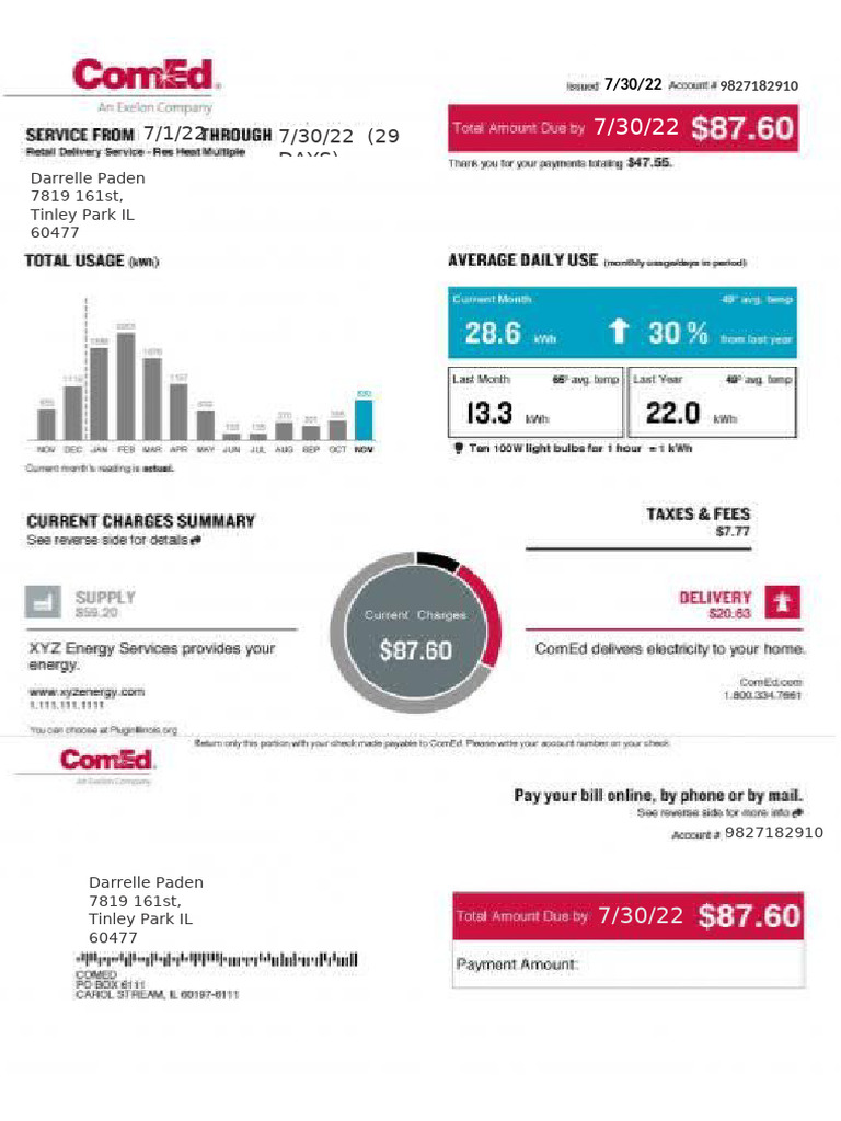 Darrelle Paden Light Bill | PDF
