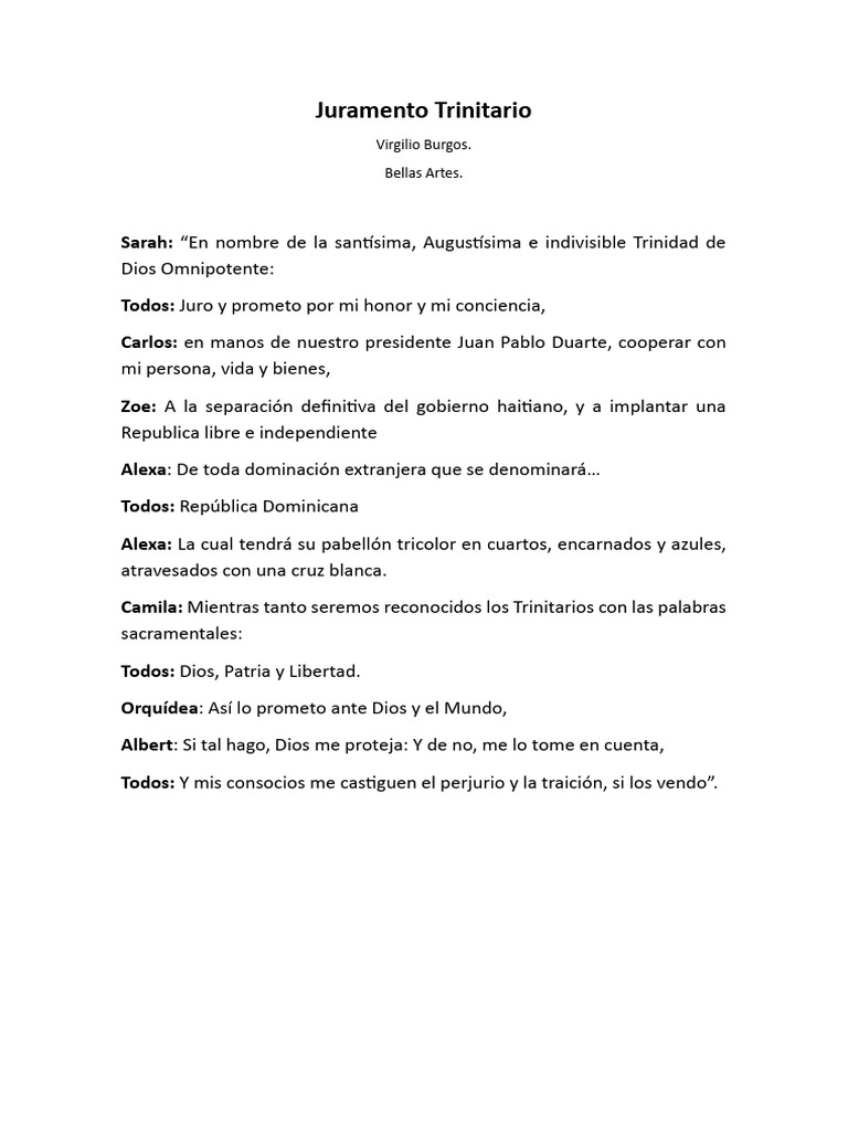 Juramento Trinitario: Libertad y Patria | PDF
