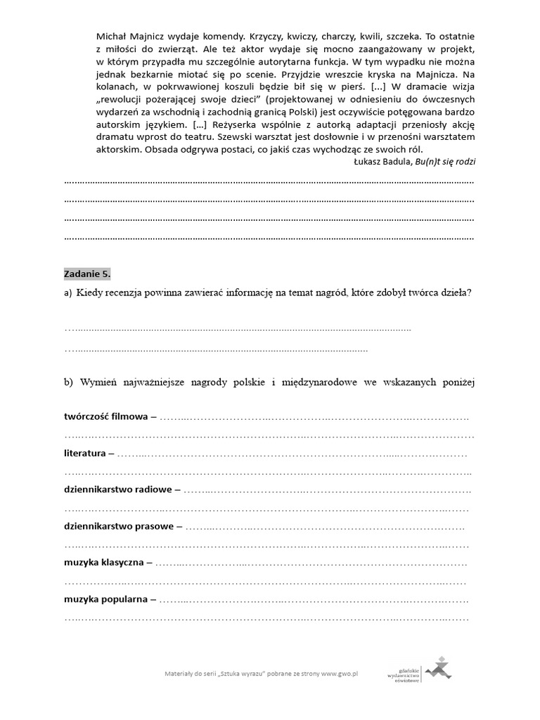 Karta Pracy Recenzja WWW PDF 5 | PDF