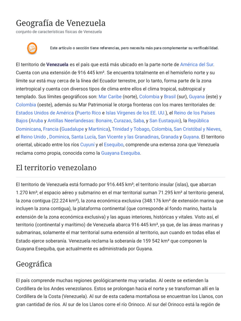 Geografía de Venezuela - Wikipedia, La Enciclopedia Libre | PDF | Clima ...