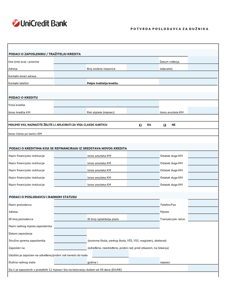 Potvrda Poslodavca | PDF