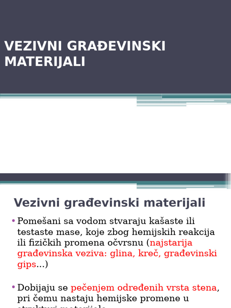 Vezbe 6. Vezivni Gradjevinski Materijali | PDF