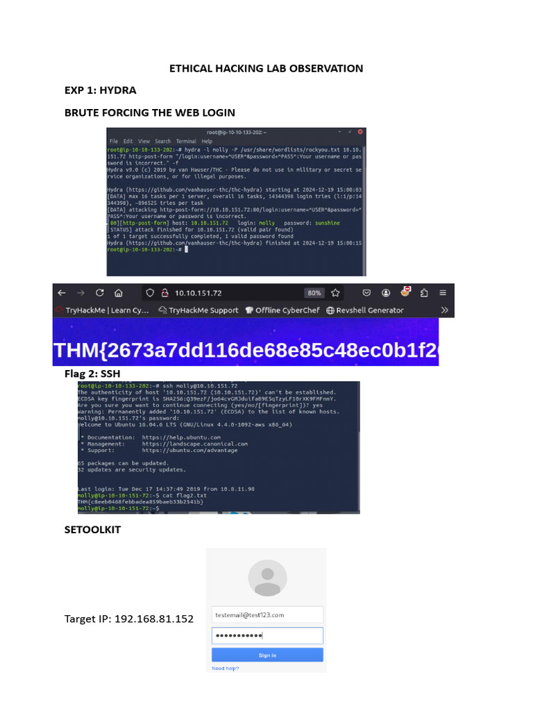 Ethical Hacking Lab Observation | PDF