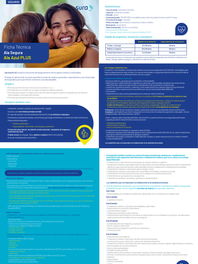 Ficha Técnica Ala Azul PLUS | PDF | Terapia | Póliza de seguros