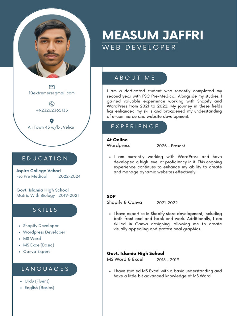 Shopify & WordPress Developer Profile | PDF