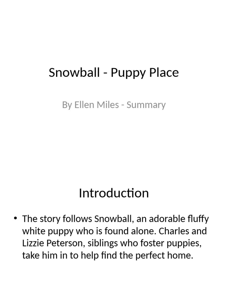 Snowball: A Heartwarming Puppy Tale | PDF
