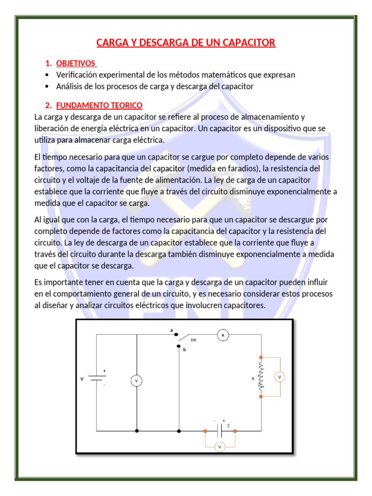CARGA Y DESCARGA DE UN CAPACITOR Lab 9 | PDF