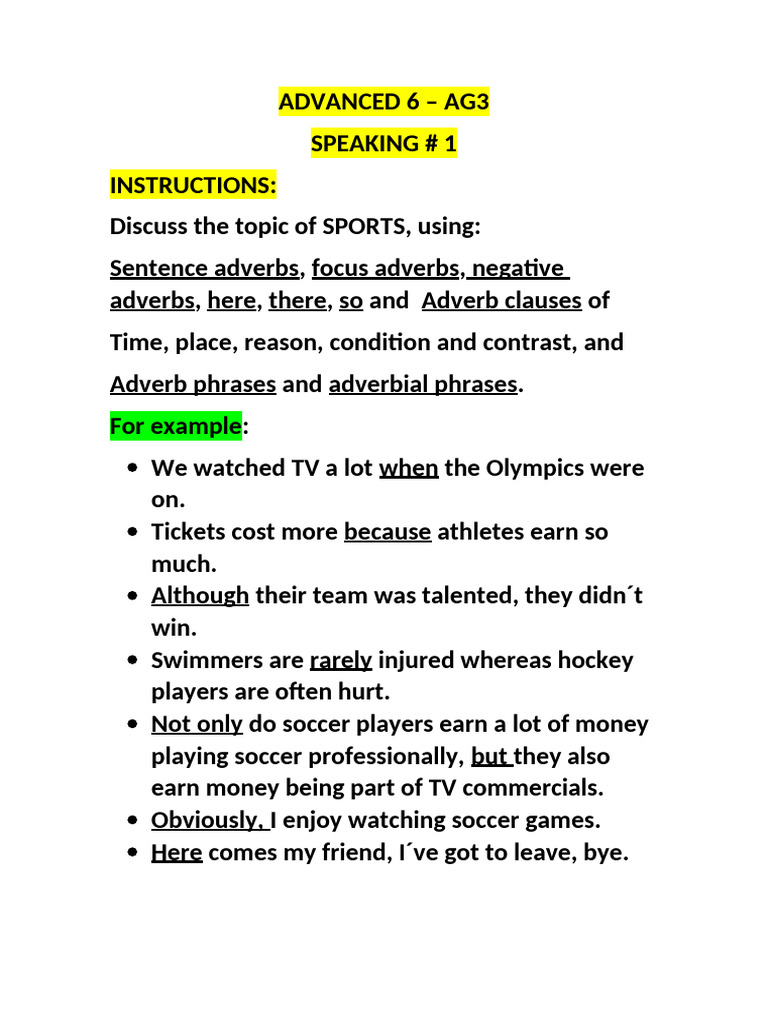 Ag3 Speaking #1 Units 16 and 17 | PDF