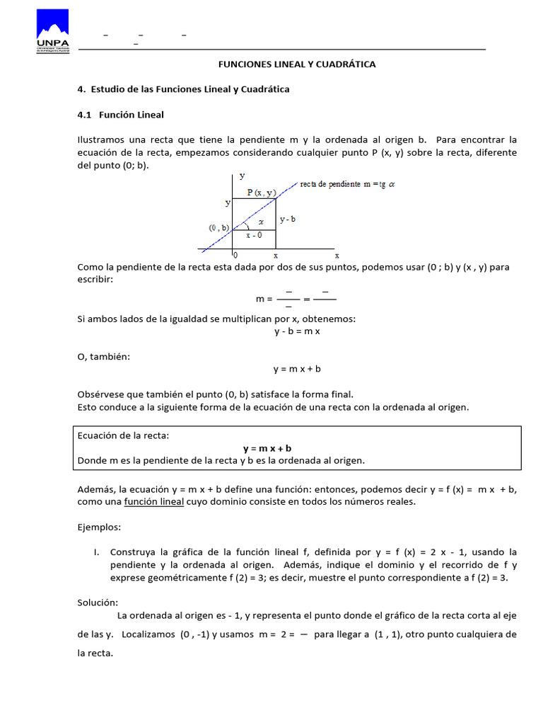 FUNCION LINEAL Y CUADRATICA T-P 4 | PDF | Pendiente | Línea (geometría)