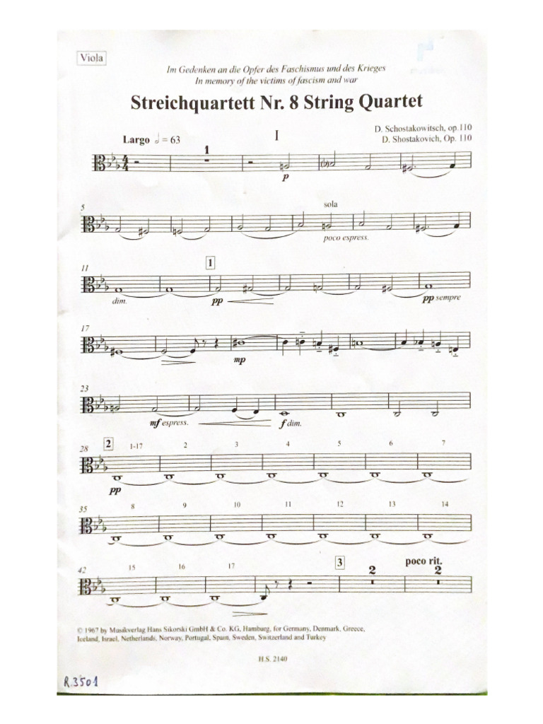 Streichquartett Nr 8 String Quartet Pdf