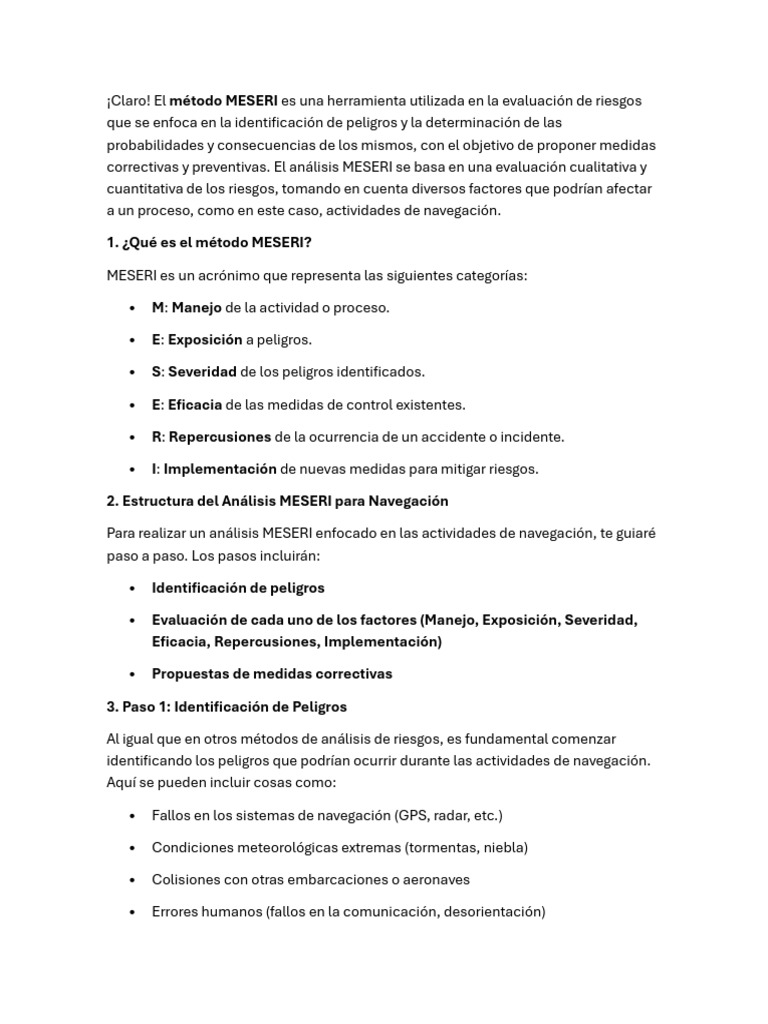 MESERI | PDF | Navegación | Riesgo
