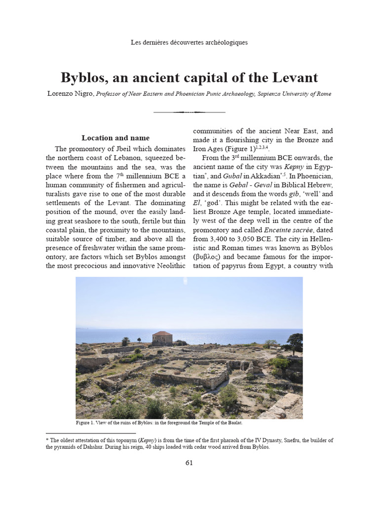 Byblos An Ancient Capital of The Levant | PDF