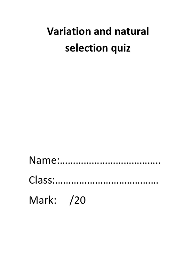 Variation and Natural Selection Quizz | PDF
