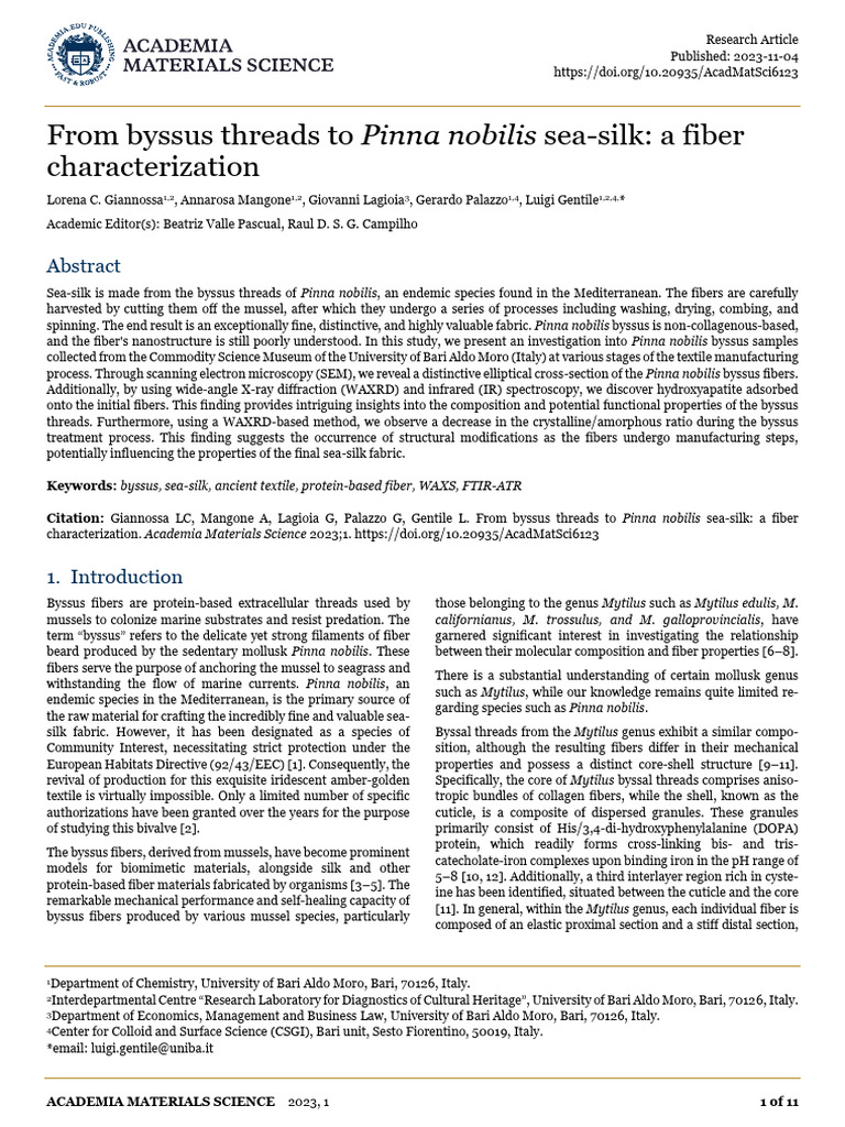 From_Byssus_Threads_to_Pinna_nobilis_Sea | PDF | Scanning Electron ...