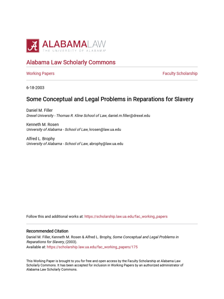 Some Conceptual and Legal Problems in Reparations For Slavery | PDF ...