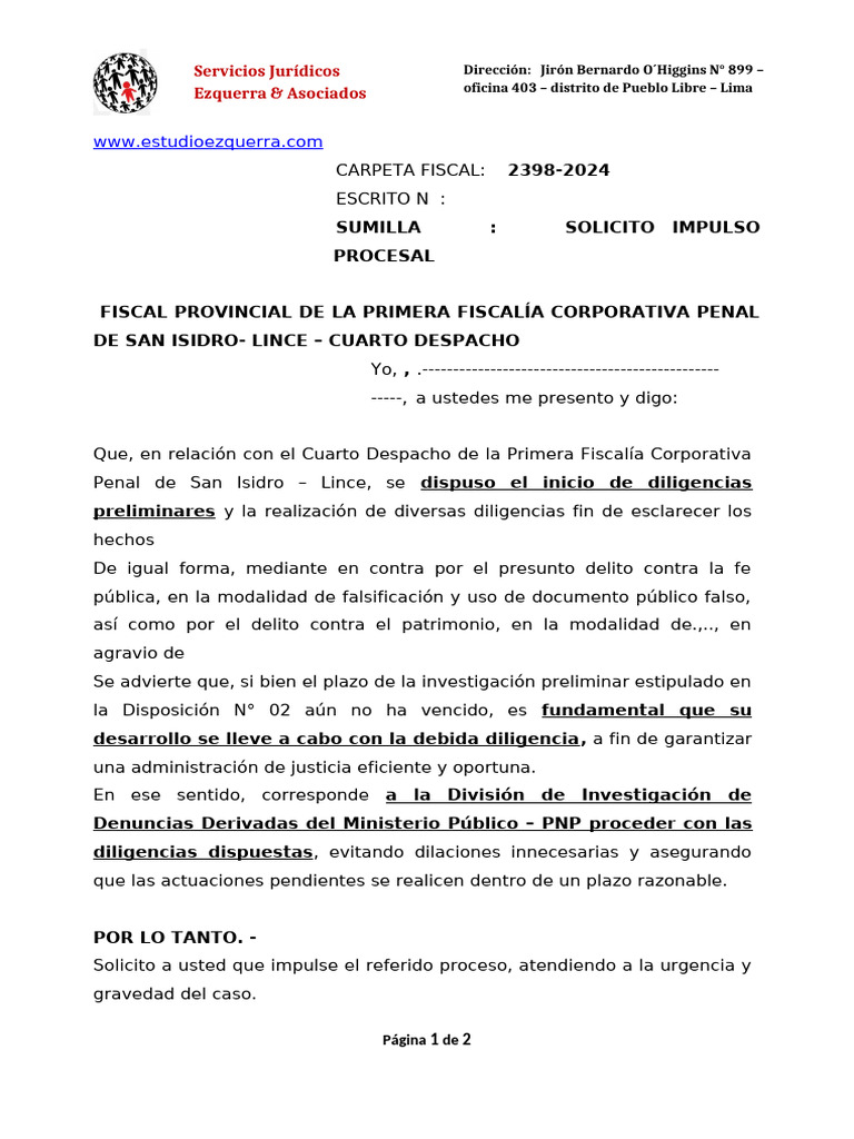 Borrador de Impulso Procesal | PDF