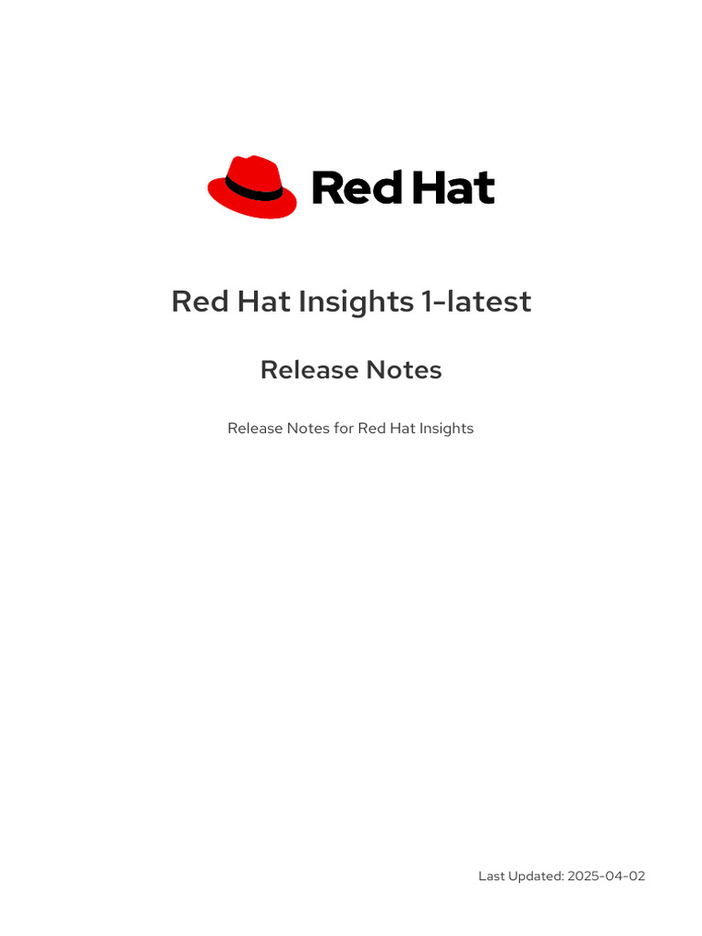 Red Hat Insights 1 Latest Release Notes en US | PDF | Red Hat ...