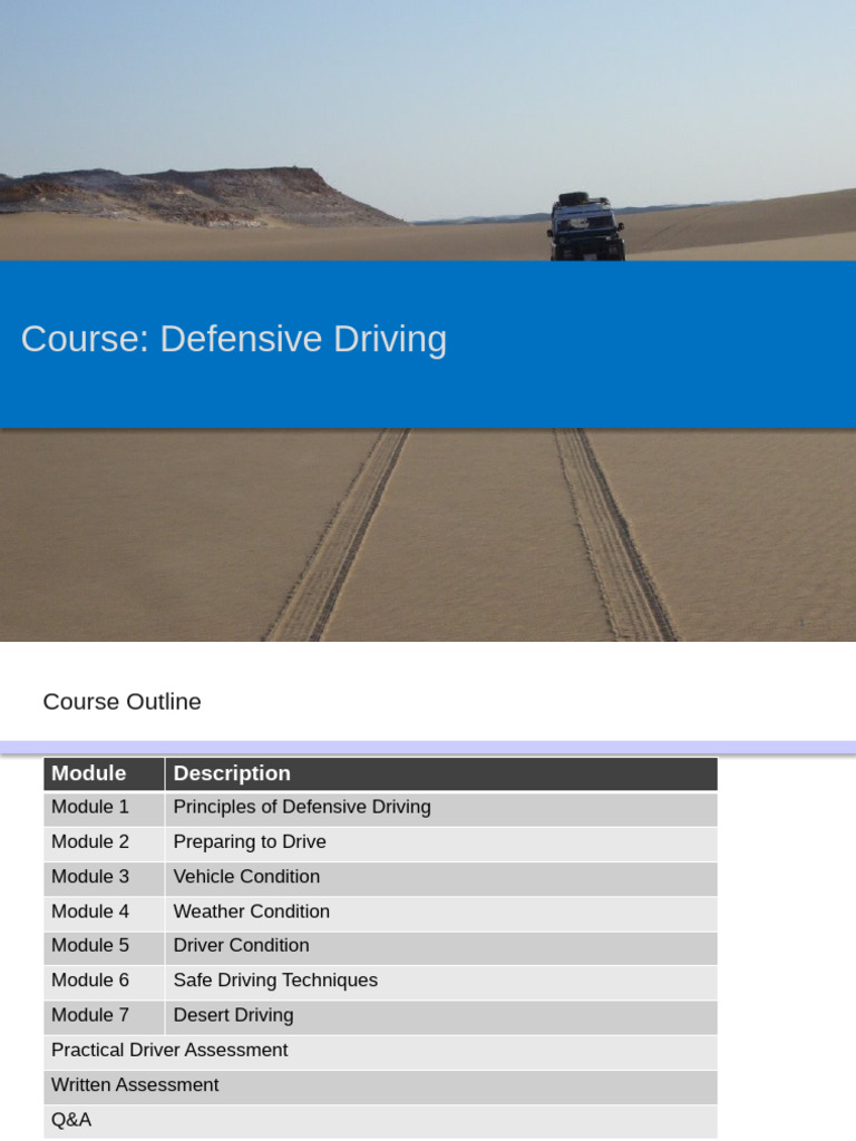 Defensive Driving Course Overview | PDF | Vehicles | Transport