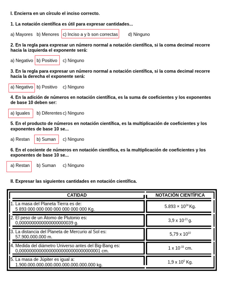 Ejercicios de Notación Científica | PDF | Lexicología | Números