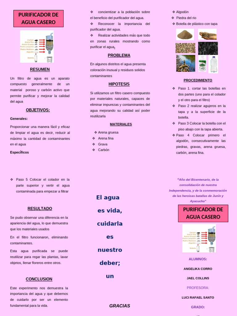 TRIPTICO EXPERIMENTO | PDF | Agua | Contaminación