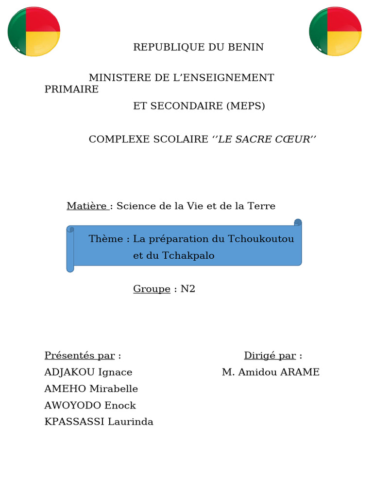 Préparation du Tchoukoutou et Tchakpalo | PDF | Boisson | Nourritures