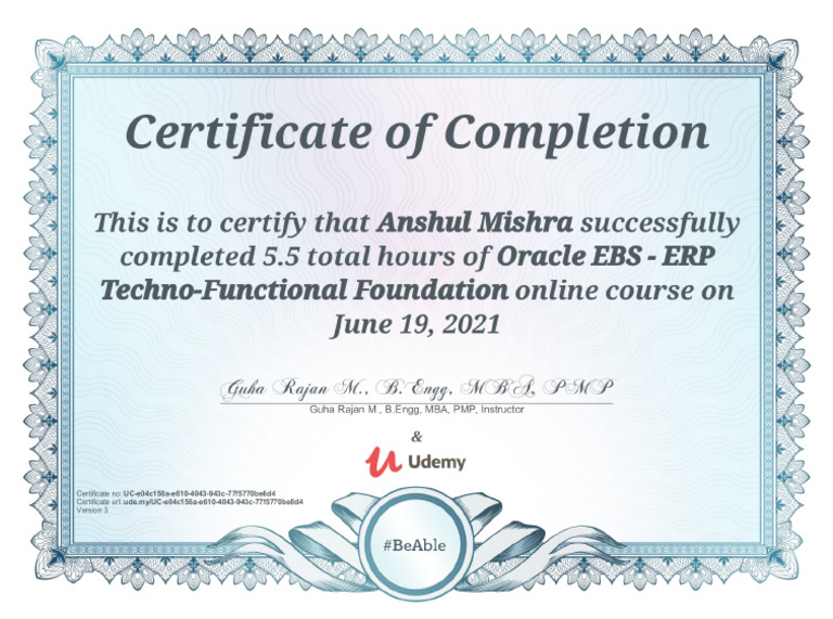 CertificateOfCompletion Oracle | PDF