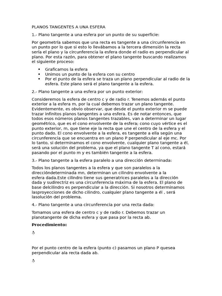 Planos Tangentes a Esferas | PDF