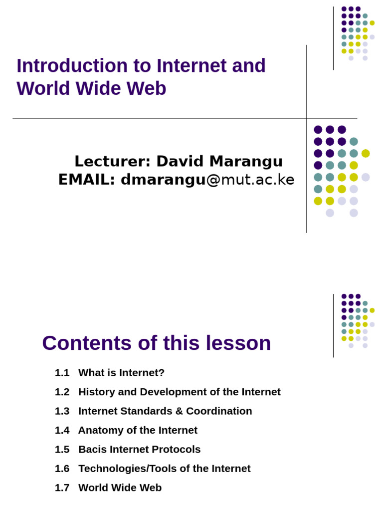 Lesson 1 Intro To Internet and WWW - PPTX - 0 | PDF | World Wide Web ...