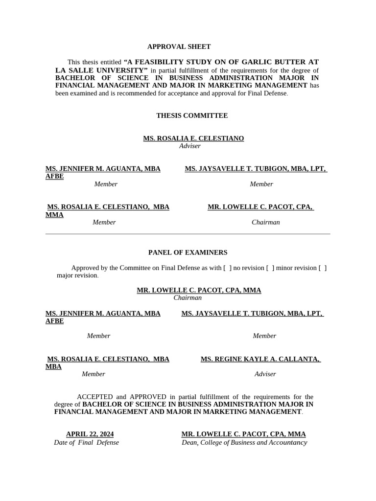Approval Sheet Template | PDF