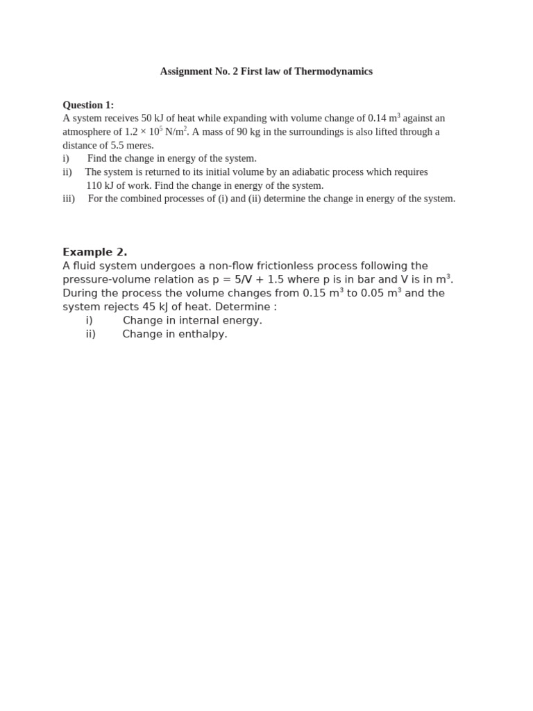 Assignment No 2 Thermodynamics | PDF