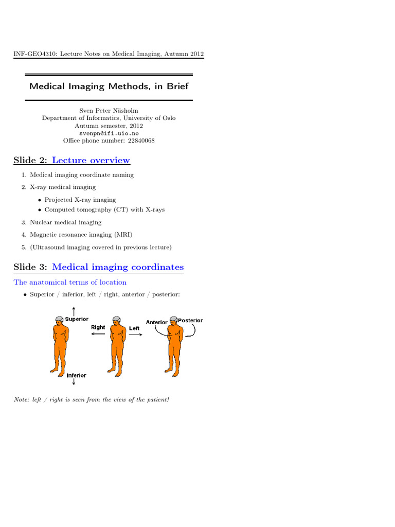 Medical Imaging Handouts | PDF | Positron Emission Tomography ...