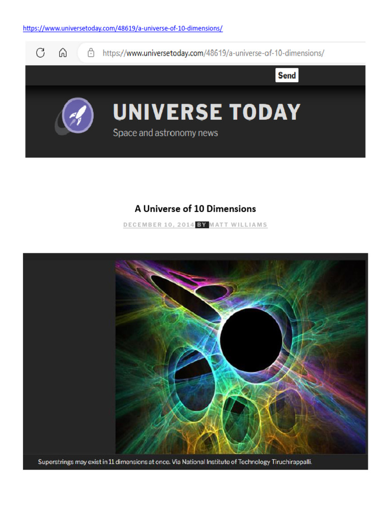 Universe Today 10 Dimensions | PDF | Dimension | String Theory
