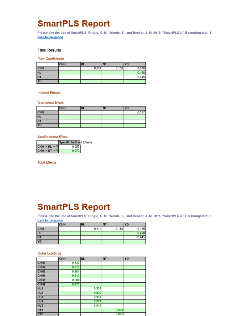 SmartPLS Analysis Results Summary | PDF | Akaike Information Criterion | Applied Statistics