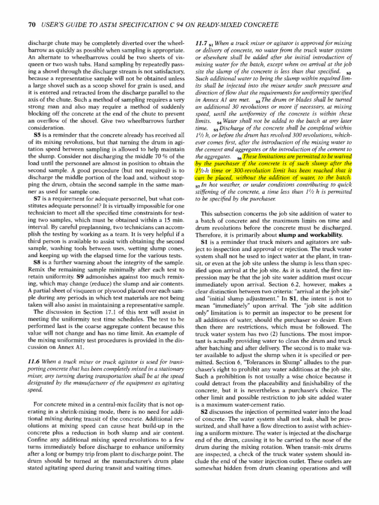 Pages from Users Guide to ASTM Specification C94 on Ready-Mixed Concrete (ASTM Manual) (Astm ...