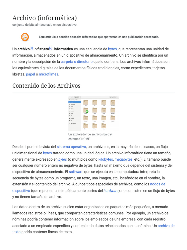 Archivo (Informática) - Wikipedia, La Enciclopedia Libre | PDF ...