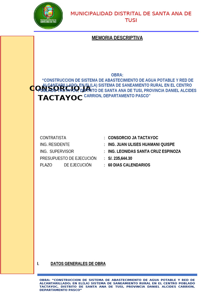 Memoria Desc. Valo 1 | PDF | Alcantarillado | Presupuesto