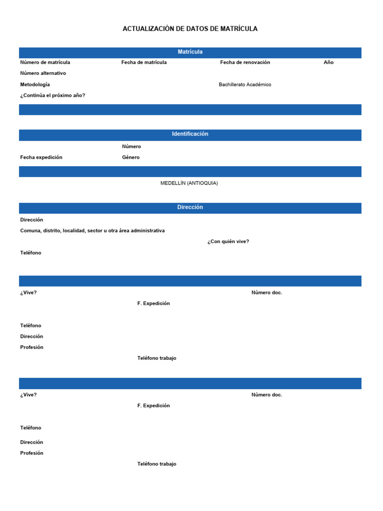 Hoja de Vida Actualización Datos | PDF