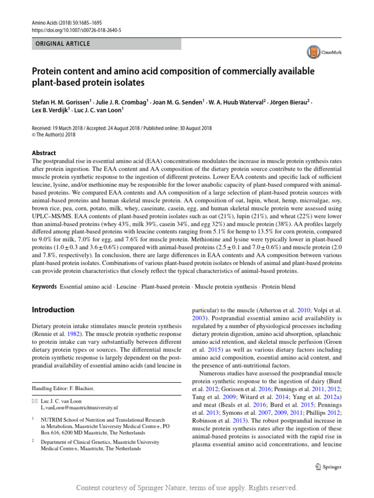 Protein Content and Amino Acid Composition of Comm | PDF | Leucine ...